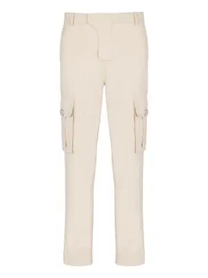 Balmain Cotton Twill Cargo Trousers - Beige