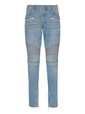 Balmain Slim-fit Biker Trousers - Blue