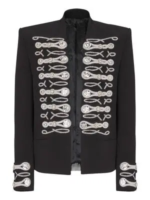 Balmain Crepe Spencer Jacket With Frogging - Black