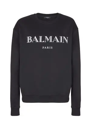 Balmain Printed Cotton Sweatshirt - Black