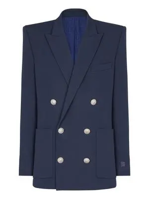 Balmain Grain De Poudre Blazer - Navy