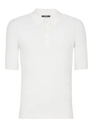 Balmain Monogram Knit Polo Shirt - White