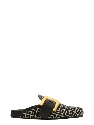 Balmain Anthem Jacquard Mules - Black