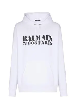 Balmain Stamp Printed Hoodie - White