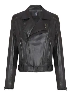 Balmain Lightweight Lambskin Biker Jacket - Black
