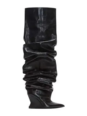 Balmain Wedge Thigh-high Boots - Black