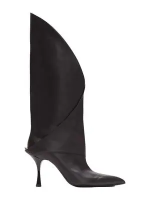 Balmain Twist Heeled Leather Boots - Black