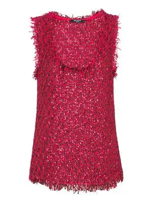 Balmain Glittered Tweed Top - Pink
