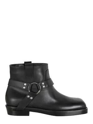 Balmain Calfskin Leather Biker Ankle Boots - Black