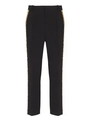 Balmain Embroidered Crepe Straight-leg Tailored Trousers - Black