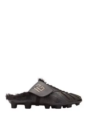 Balmain Half Time Faux Fur-lined Mules - Black