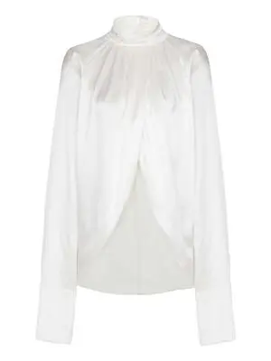 Balmain Draped Silk Blouse - White
