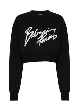 Balmain Printed Cotton Sweatshirt - Black
