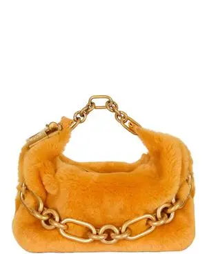 Balmain Mini Sync Bag In Shearling - Gold