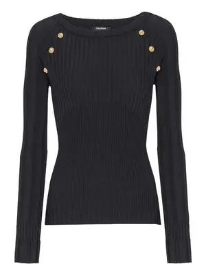 Balmain Knit Top With Lion Head Buttons - Black