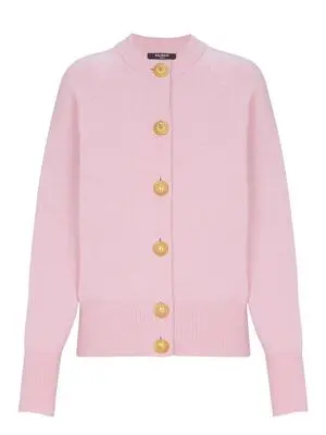 Balmain Buttoned Eco-Cashmere Cardigan Pink