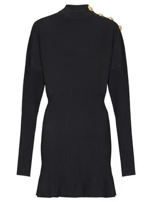 Balmain Short Flared Knit Dress Black