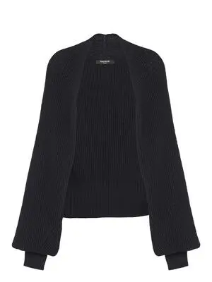 Balmain Ribbed Knit Bolero Cardigan - Black