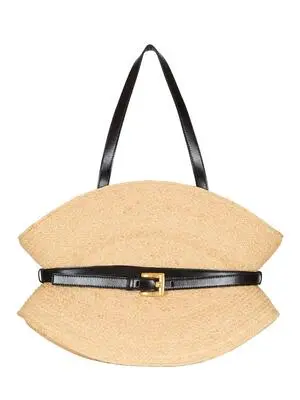 Balmain Shuffle Medium Bag In Raffia - Brown