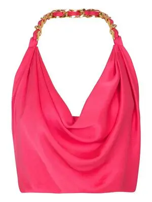 Balmain Draped Silk Halterneck Top - Pink