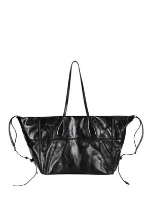 Balmain Track Zips Calfskin Tote - Black