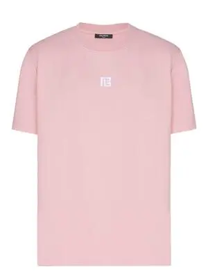 Balmain T-shirt With Embroidered Logo - Pink