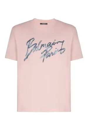 Balmain Printed Cotton T-shirt - Pink