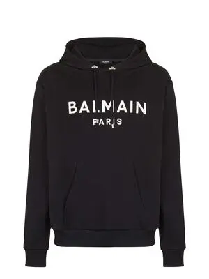 Balmain Printed Cotton Hoodie - Black