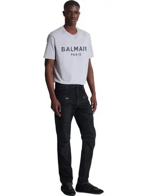 Balmain Biker Jeans In Vintage Denim - Black