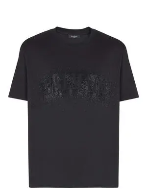 Balmain T-shirt With Embroidered Crystal Spray Effect - Black