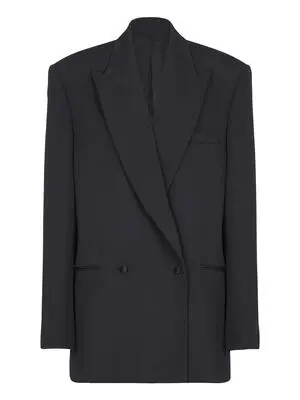 Balmain Oversized Grain De Poudre Jacket - Black