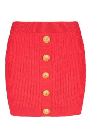 Balmain Buttoned Knit Mini Skirt - Red