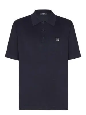 Balmain Embroidered Cotton Polo - Navy
