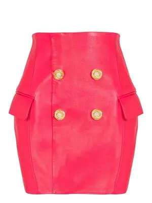 Balmain Short Lambskin Skirt - Pink