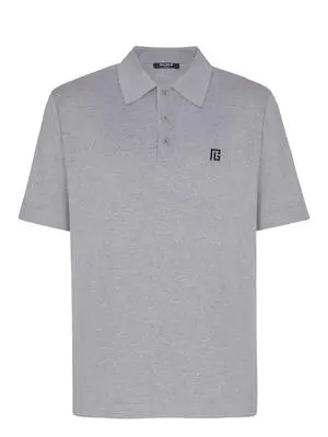 Balmain Embroidered Cotton Polo - Grey