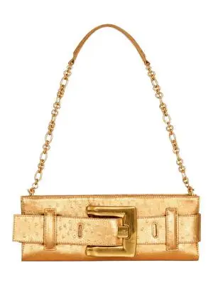 BALMAIN Anthem Laminated Leather Clutch