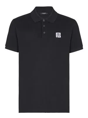 Balmain Embroidered Cotton Polo - Black