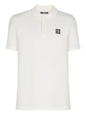 Balmain Embroidered Cotton Polo - White