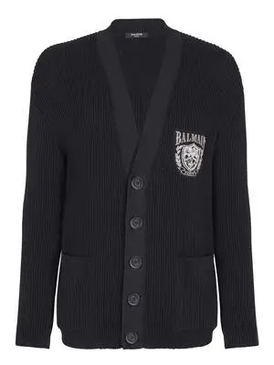 Balmain Cotton Tube-knit Cardigan - Black