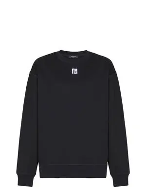 Balmain Cotton Sweatshirt With Pb Embroidery - Black