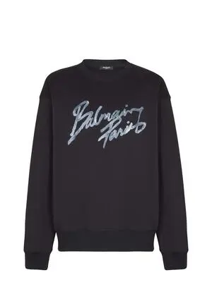 Balmain Printed Cotton Sweatshirt - Black