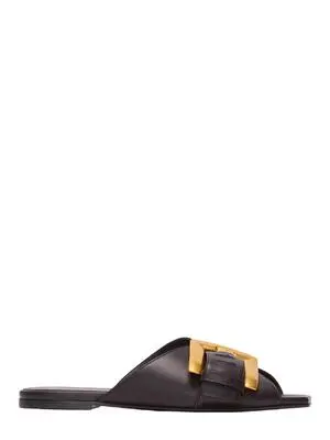 Balmain Anthem Flat Sandals - Black