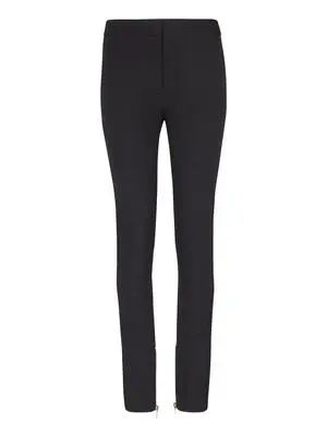 Balmain Zipped Slim-fit Grain De Poudre Trousers - Black