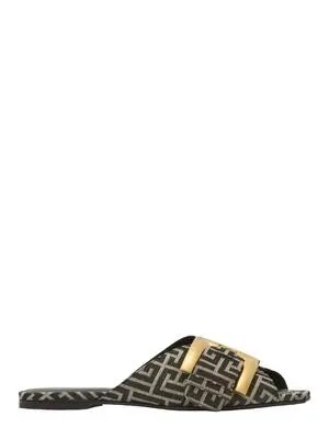 Balmain Flat Monogram Jacquard Anthem Sandals - Black