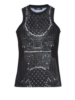 Balmain Satin Jersey Tank Top - Black