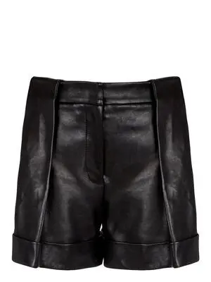 Balmain Lambskin Pleated Short - Black
