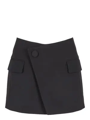 Balmain Asymmetric Gabardine Mini Skirt - Black
