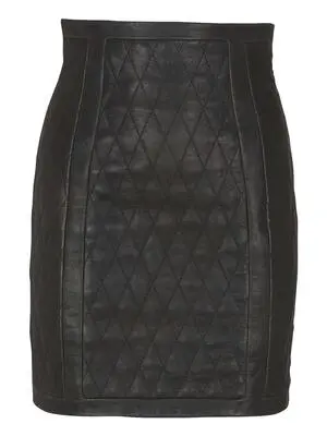 Balmain Quilted Lambskin Mini Skirt - Black