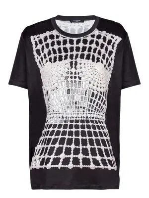 Balmain T-shirt With Embroidery Print - Black
