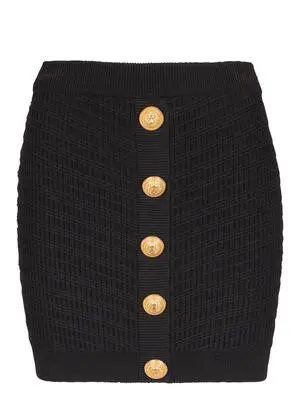 Balmain Buttoned Knit Mini Skirt - Black